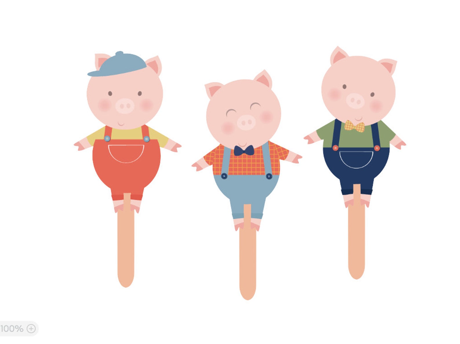 3 Little Pigs Story Telling Stick Puppet Set 3 Little - Etsy UK