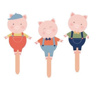 3 Little Pigs Story Telling Stick Puppet Set 3 Little - Etsy UK