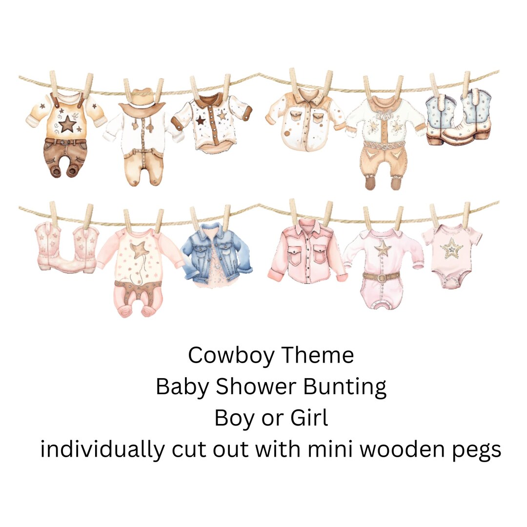 Western Cowboy Cowgirl Baby Shower Bunting, Wild West Baby Clothes ...