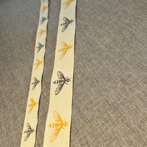 Bee Print Ribbon, Cotton Ribbon, Bee Theme Ribbon, 15 Mm Wide, 25 Mm ...