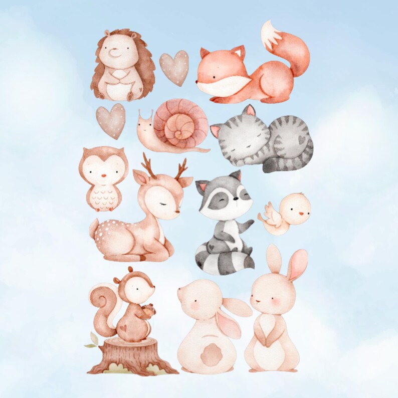 Woodland Animals Vinyl Stickers, Forest Nursery Decor, (set of 23) - Etsy