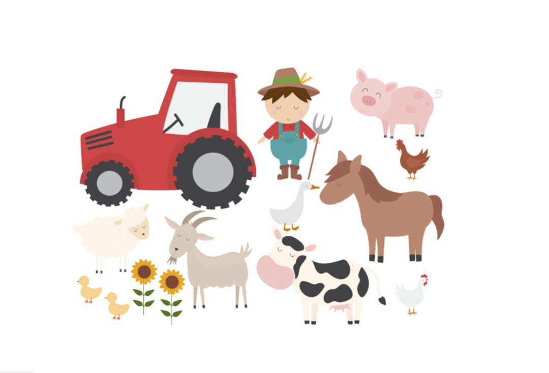 Farm Yard Animal Stickers, Farm Animals Vinyl Decal Stickers, Wall ...