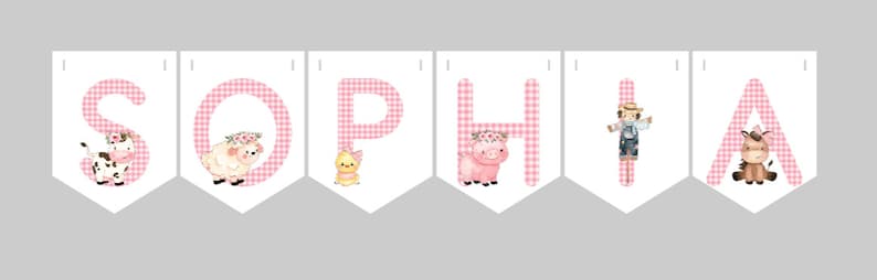 Personalized Farm Animal Name Bunting: Gingham Letter Garland - Etsy