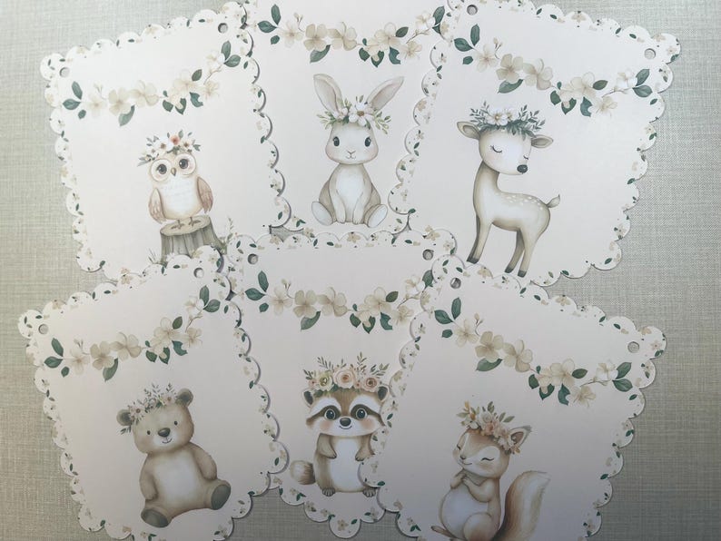 Boho Woodland Animal Bunting – Nursery Garland With Rabbit, Bear, Deer ...