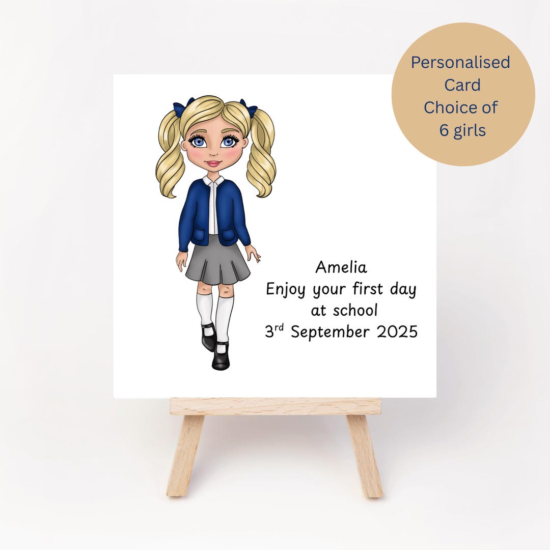 Personalised First Day at School Card, Starting School Greetings Card ...