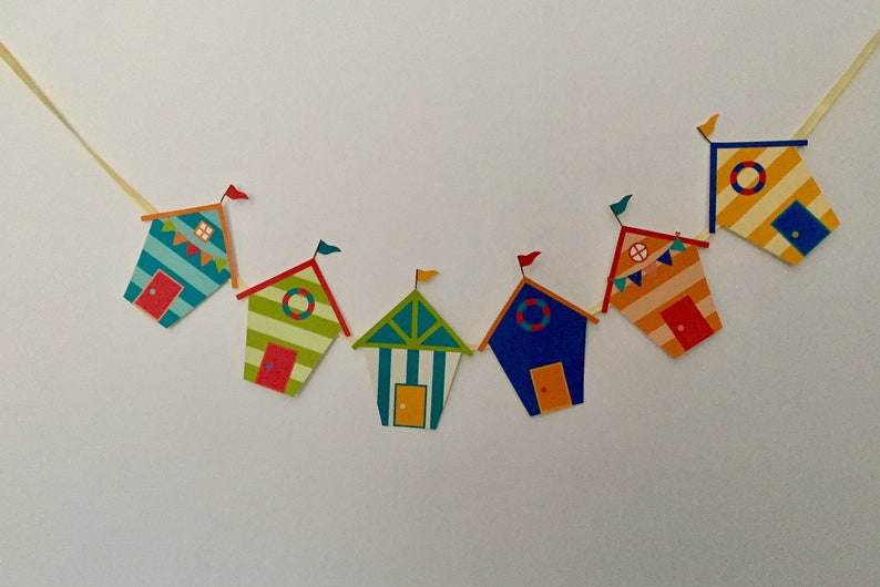 Beach Hut Bunting – Coastal Card Stock Garland, Nautical Decor - Etsy UK
