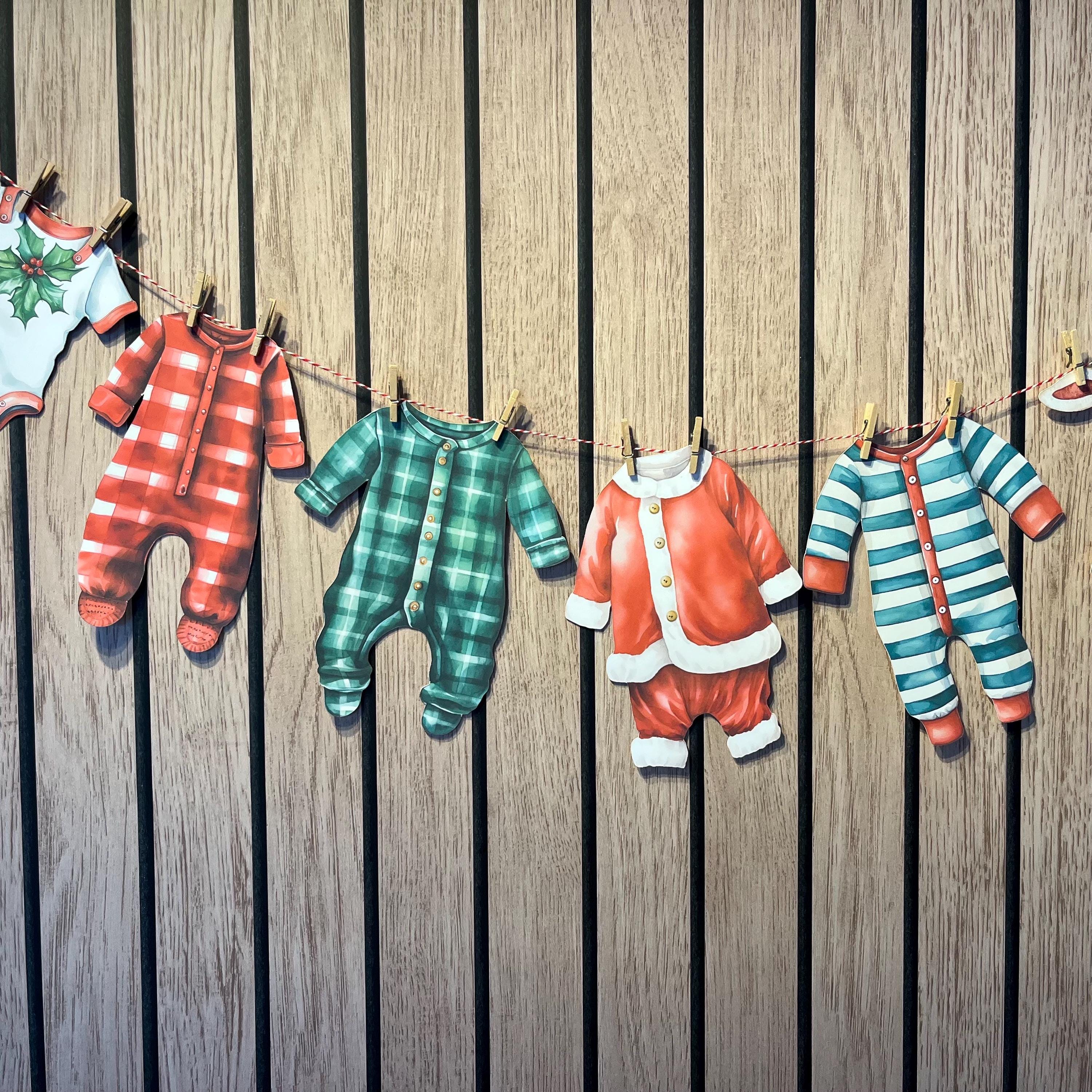 Christmas Baby Shower Bunting: Festive Baby Clothes Garland - Etsy