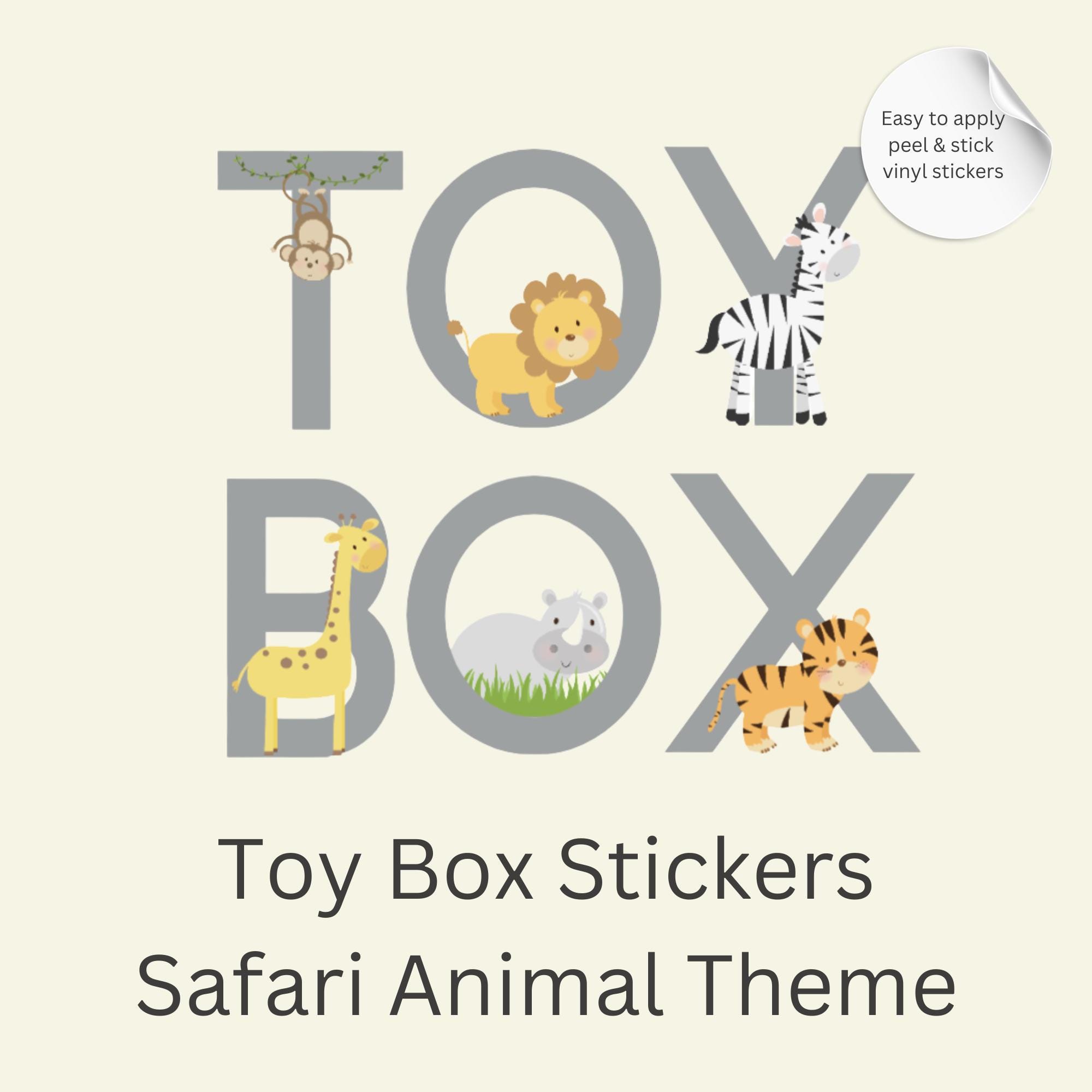 Safari Animal Toy Box Sticker, Jungle Nursery Decor, DIY Vinyl Letters ...