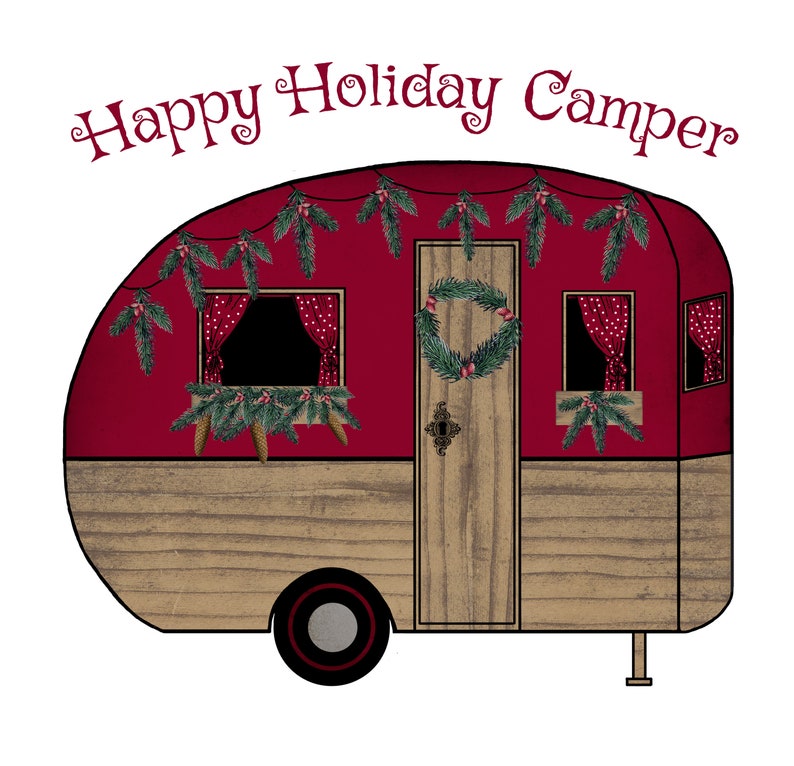 Caravan Christmas Card Happy Holidays Campers Christmas Card - Etsy
