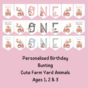 Farm Animal Birthday Bunting Personalised With Child's Name ...