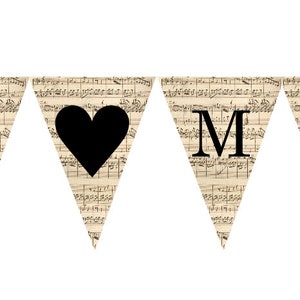 Vintage Music Style Wedding Venue Decorations, Mrs & Mrs Bunting, Cards ...