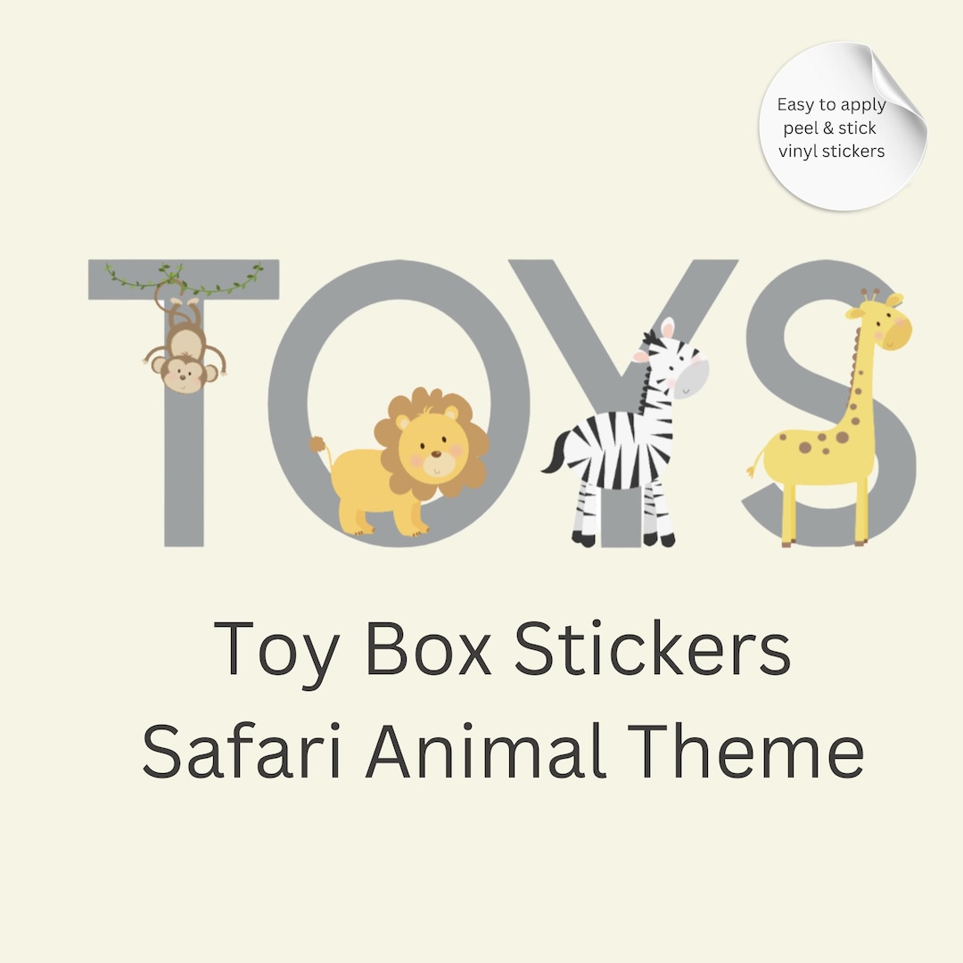 TOYS Sticker, TOY BOX Sticker, Safari Animal Theme, Vinyl Sticker ...
