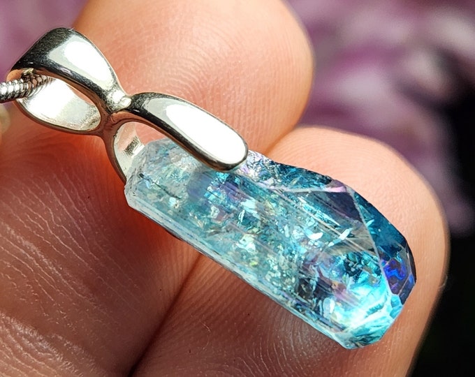 Aqua Aura Danburite Pendant / RARE Crystal / Synergy 12 / Aqua Aura ...
