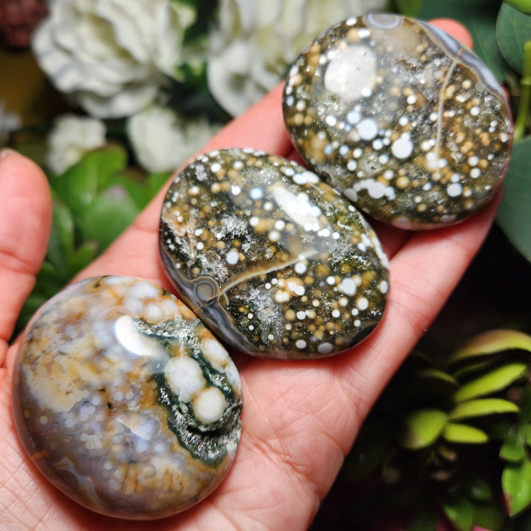 Ocean Jasper Palm Stone - Ocean Jasper - Fossilized Coral - Ocean ...