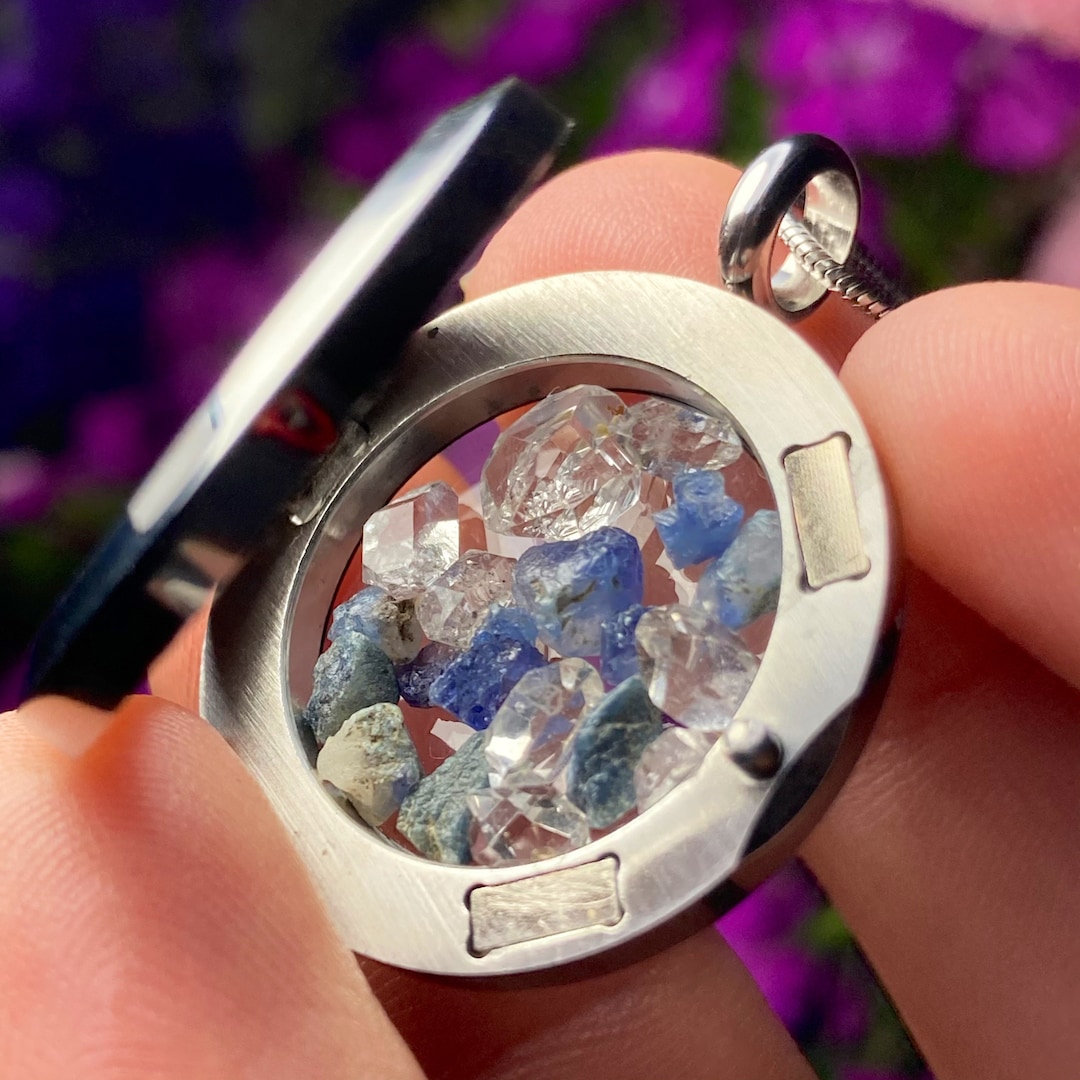 Benitoite Pendant - RARE Crystal - Benitoite Crystal - Herkimer Diamond ...