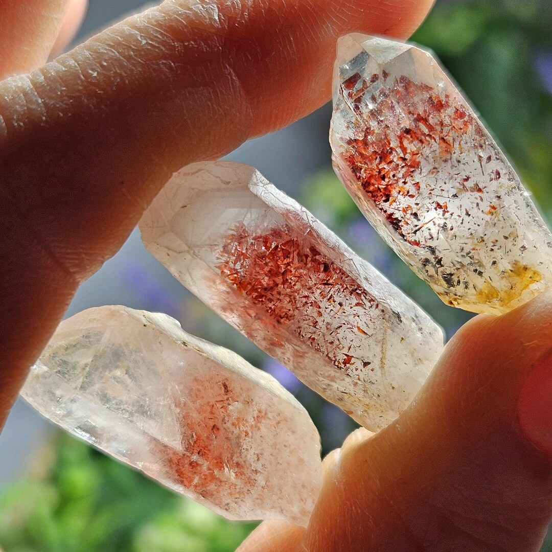 Red Phantom Quartz - RARE Zimbabwe Lepidocrocite Phantom Quartz - Disco ...