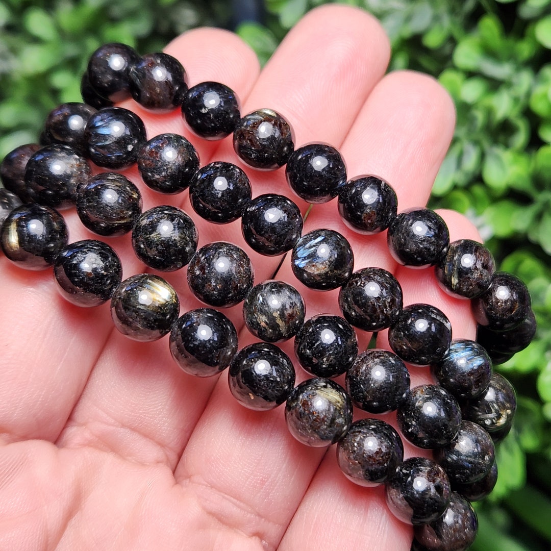 Nuummite Bracelet - Nuummite Jewelry - Nuummite Beads - Nuummite Indian - Coppernite - Beaded ...