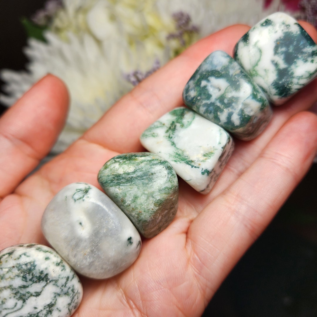 Moss Agate Crystal - Tumbled Moss Agate - Polished Moss Agate Stone ...
