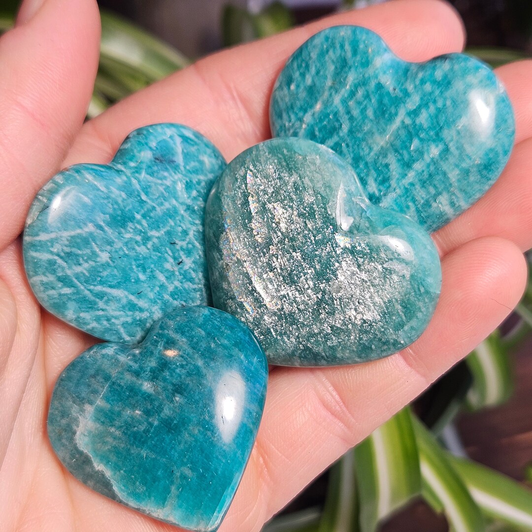 Amazonite Crystal Heart Carving: A-grade Teal Amazonite - Etsy