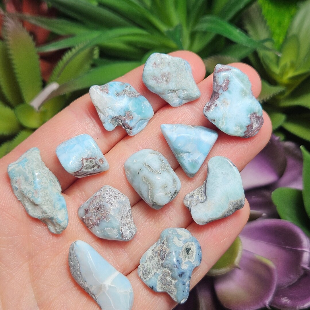 Tumbled Larimar Crystal: Polished Blue Pectolite Stone, Caribbean ...