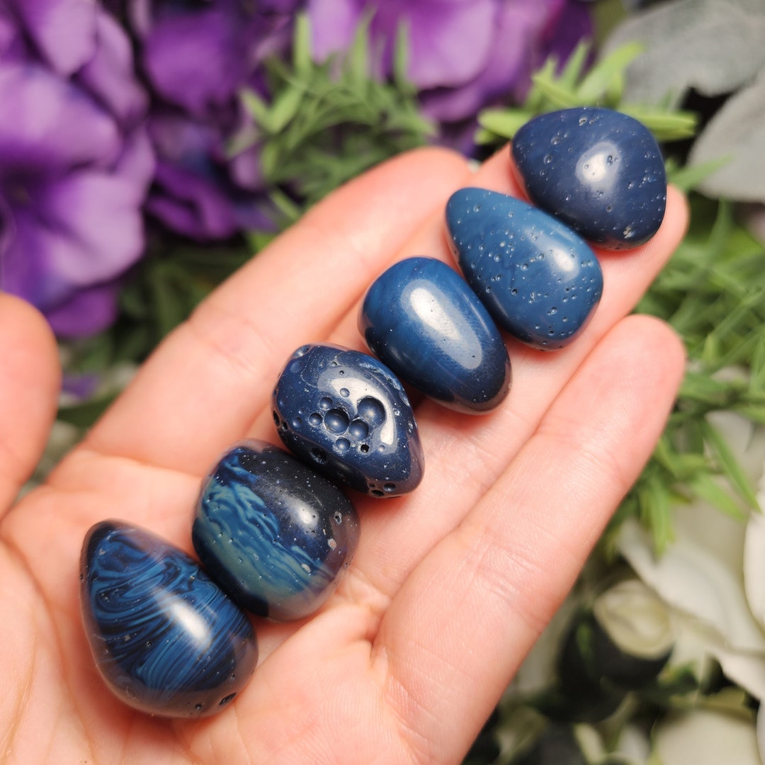 Polished Sieber Agate Crystal: Tumbled Blue Agate Stone - Etsy