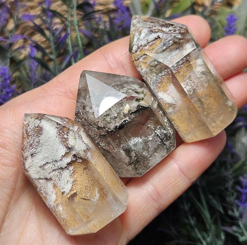 Polished Garden Quartz Point: Scenic Lodolite Crystal Tower - Etsy