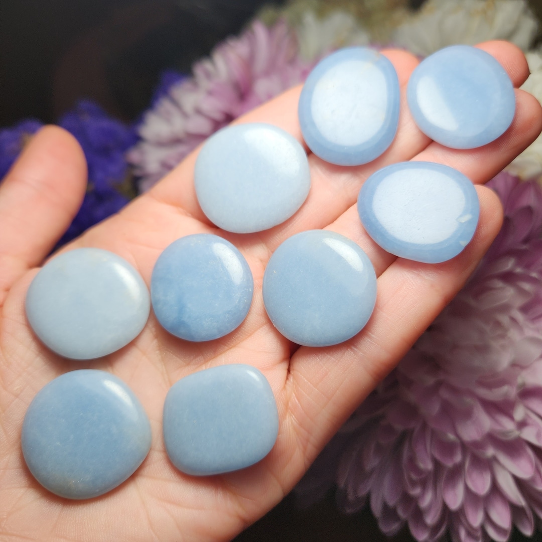 Angelite Crystal / Angelite Palm Stone / Angel Crystal / Polished ...