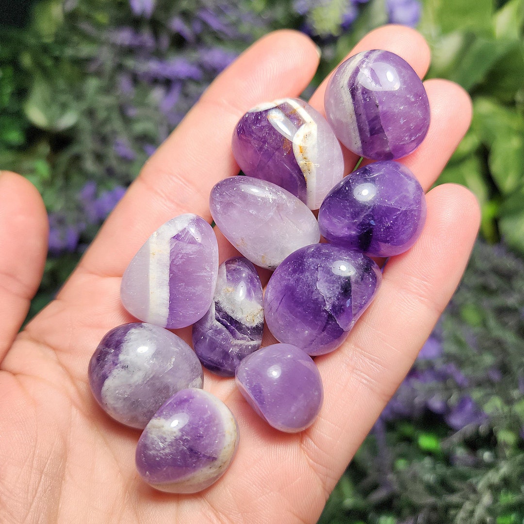Tumbled Chevron Amethyst Crystal - Tumbled Amethyst - Polished Amethyst ...