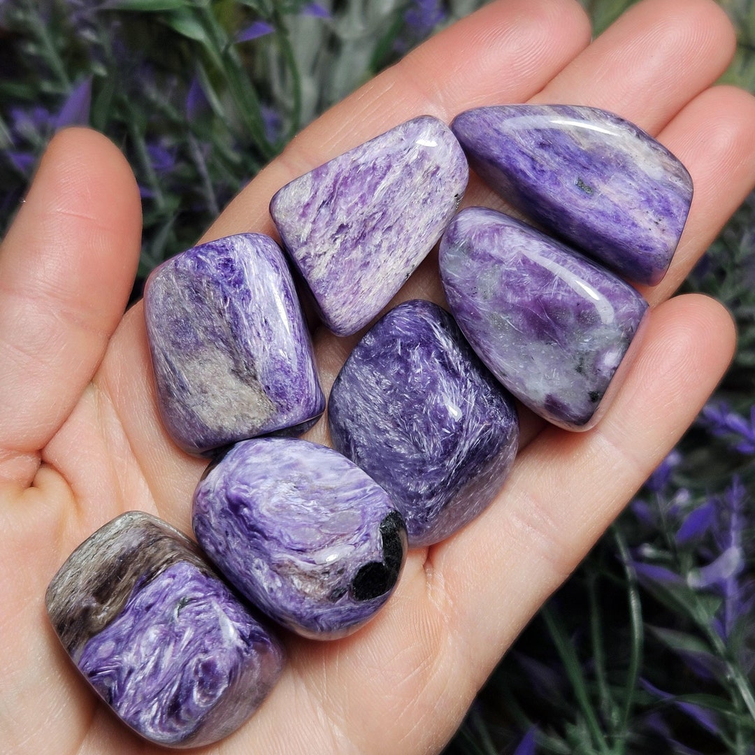 Charoite Crystal - Charoite Stone - Tumbled Charoite - Charoite Tumbled - Purple Charoite ...