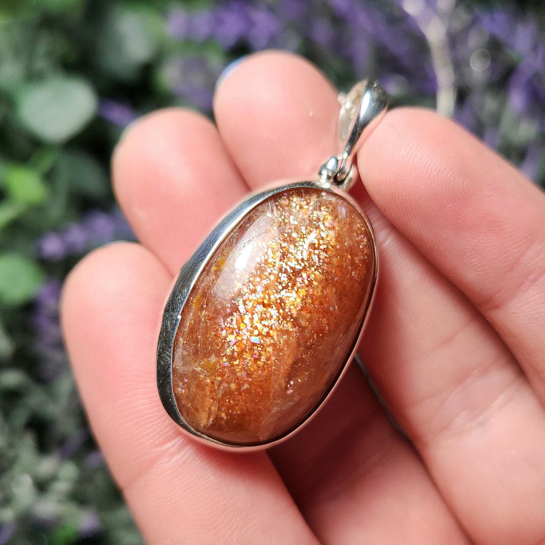 Sunstone Pendant - Rainbow Sunstone - Sunstone Necklace - Confetti Sunstone - Sunstone Crystal ...