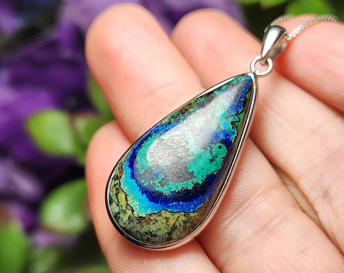 Azurite Pendant / Azurite Necklace / Azurite Crystal / Polished Azurite ...