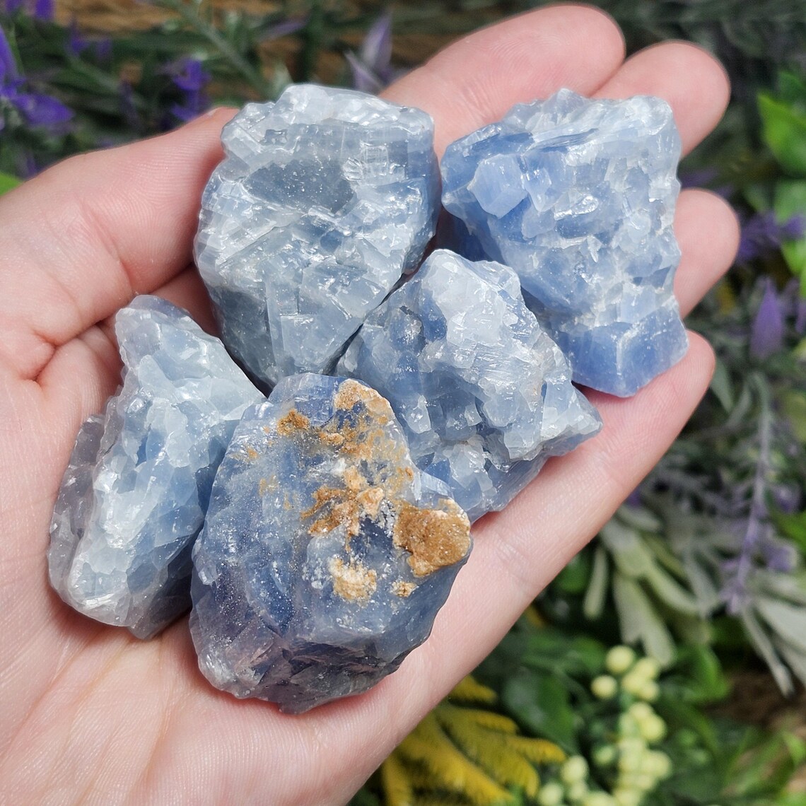 Raw Blue Calcite Crystal Palm Stone, Blue Calcite Specimen - Etsy