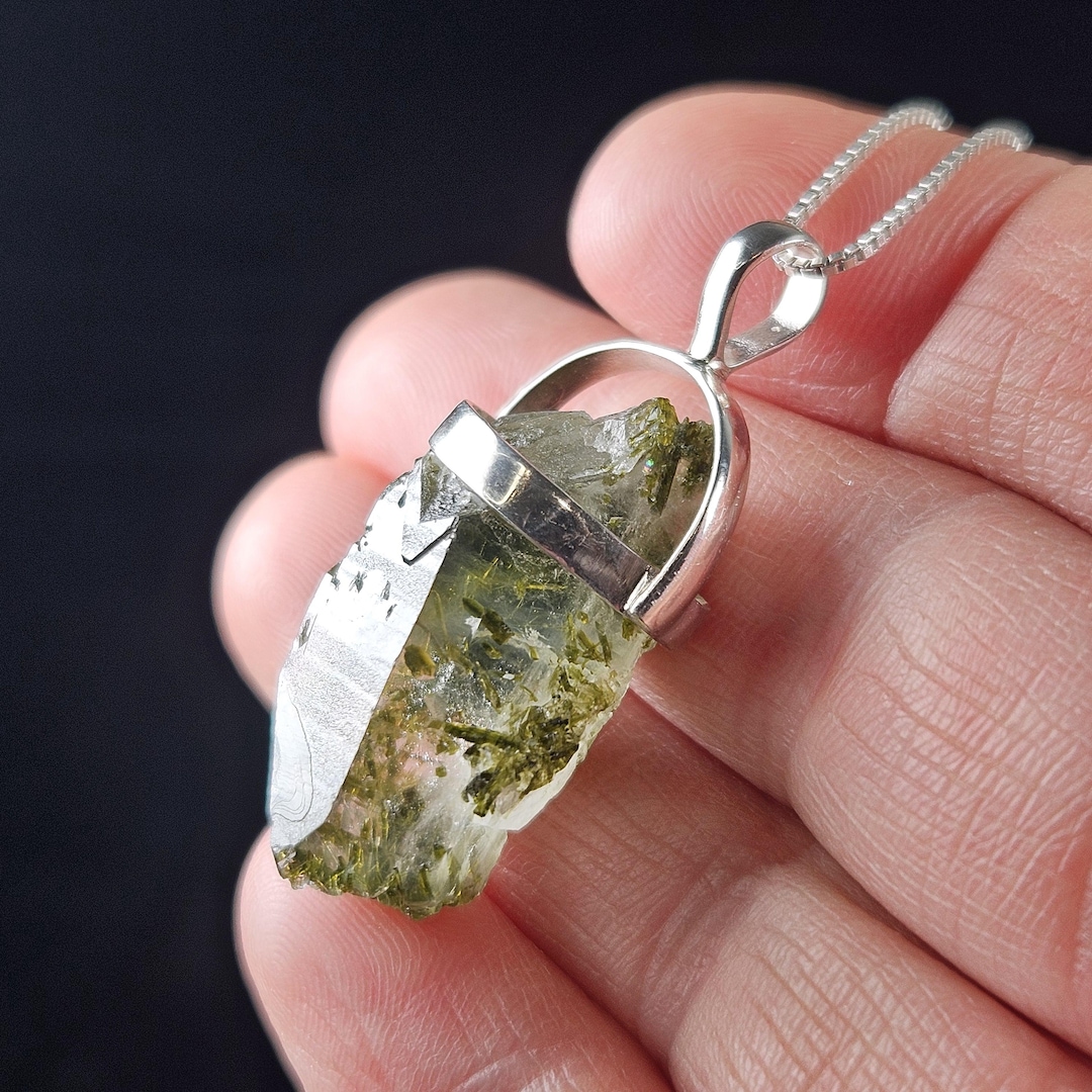 Dream Quartz Pendant - Epidote Quartz - Epidote Necklace - Dream Quartz Jewelry - Epidote in ...