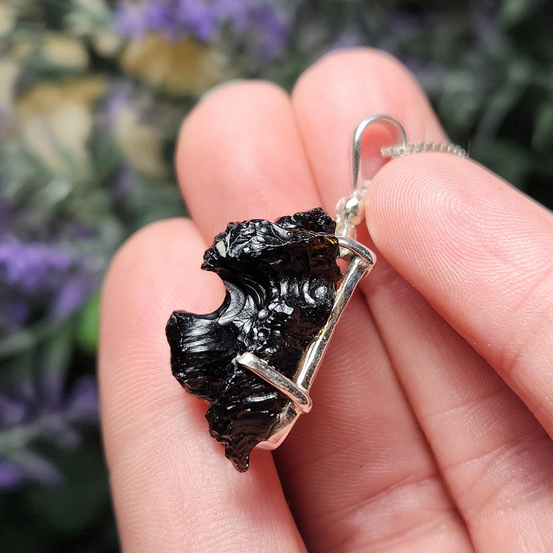 Billitonite Tektite Pendant: Rare Meteorite Sterling Silver Jewelry - Etsy