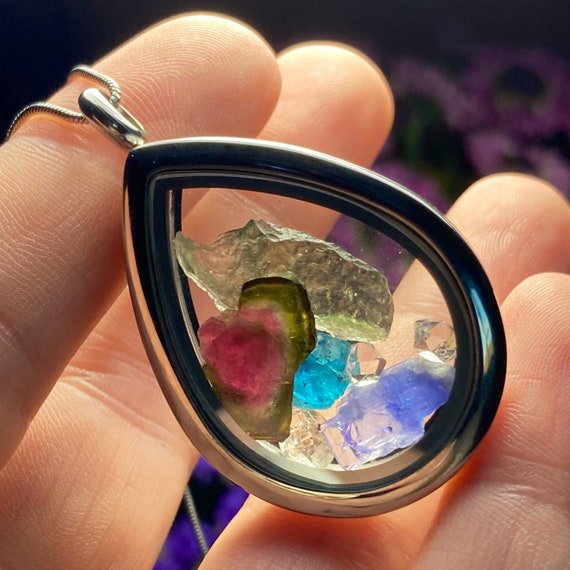 Moldavite / Blue Apatite / Watermelon Tourmaline / Herkimer - Etsy