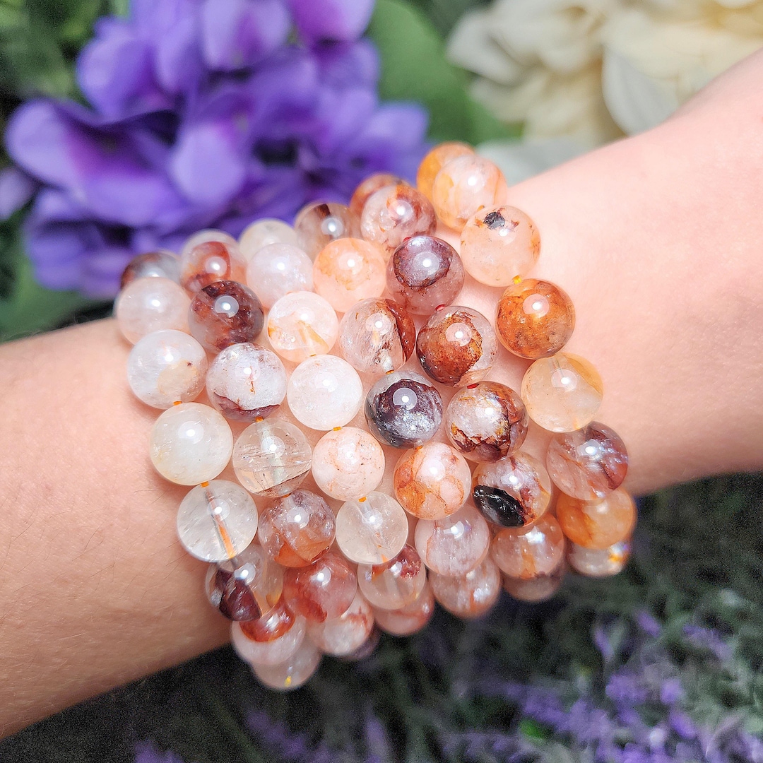 Fire Quartz Bracelet - Hematoid Quartz Bracelet - Red Hematoid Quartz ...