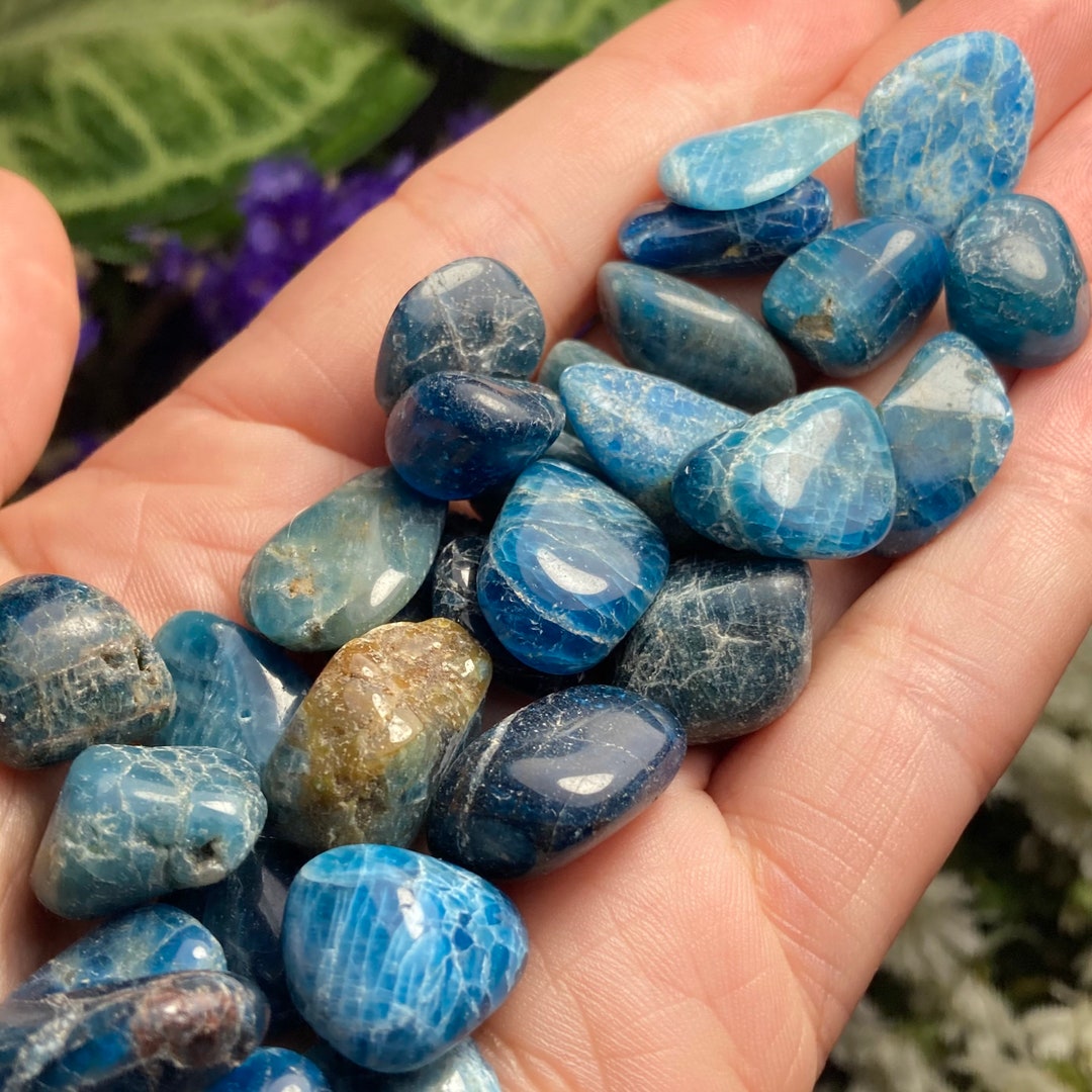 Blue Apatite Crystal - RARE Crystal - Tumbled Blue Apatite - Polished ...