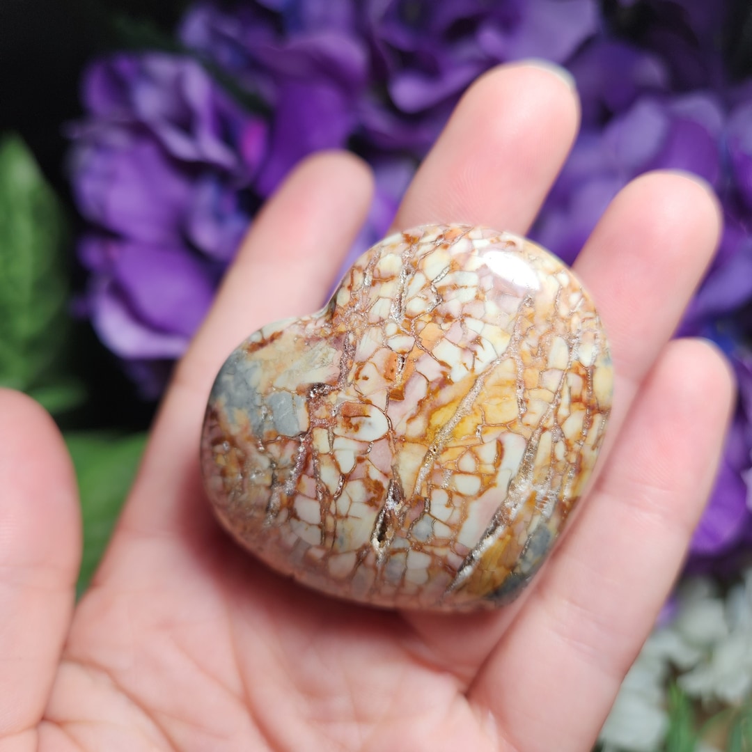 Ibis Jasper Heart - Brecciated Jasper - Jasper Palm Stones - Jasper ...
