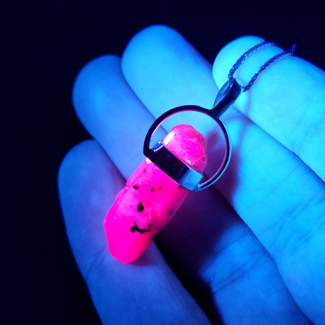 Ruby Pendant - UV Reactive - Ruby Necklace - Indian Ruby Jewelry - Red ...