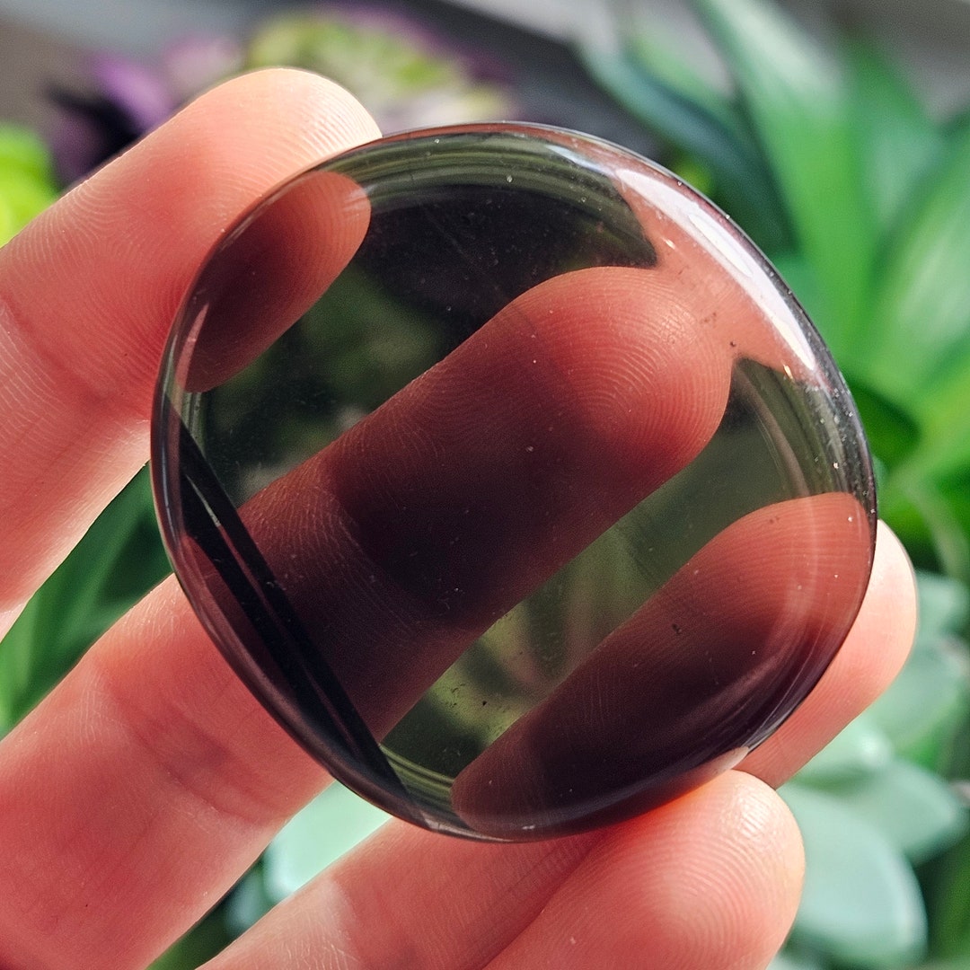 Black Obsidian Palm Stone - Black Obsidian Stone - Obsidian Crystal ...