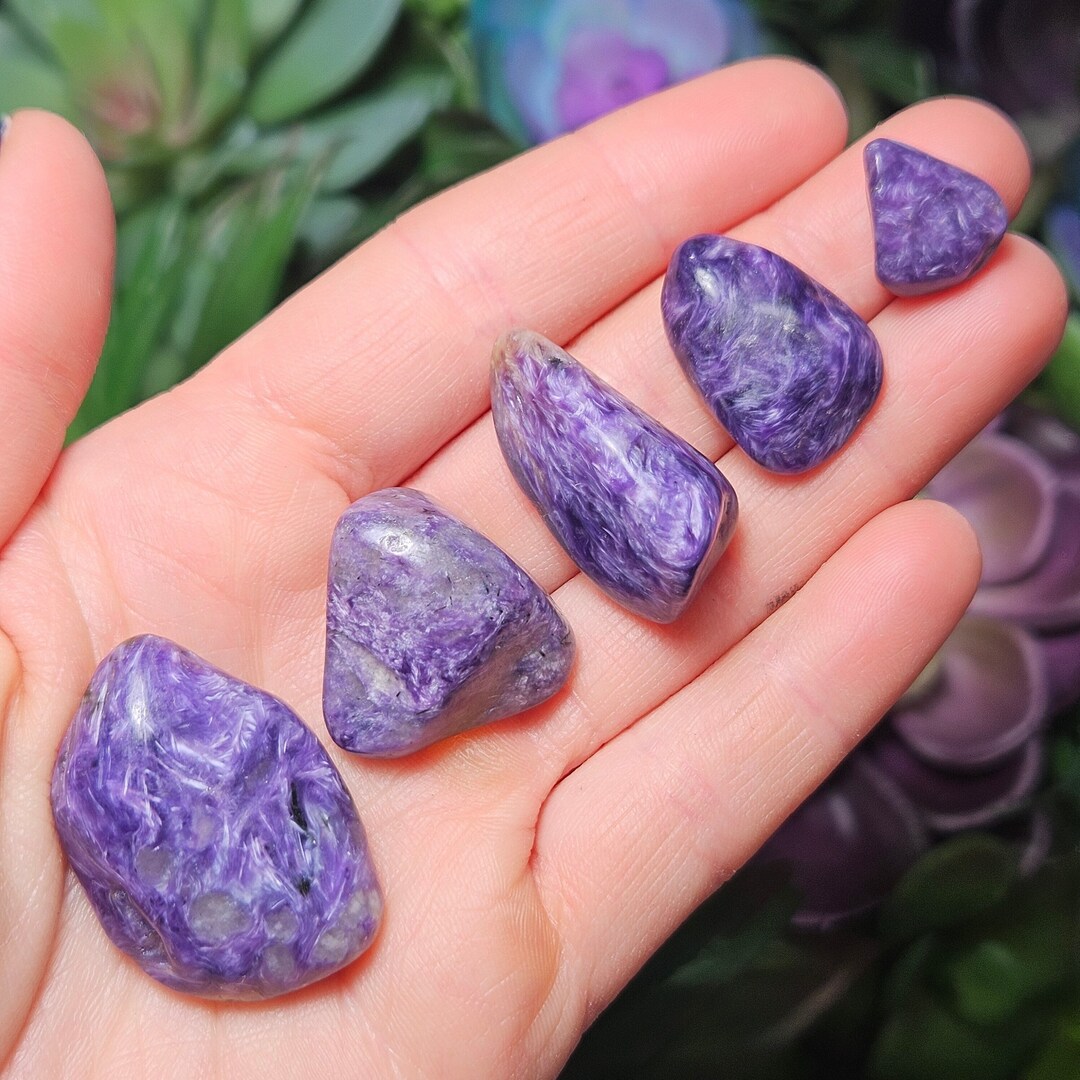 Charoite Crystal - Charoite Stone - Tumbled Charoite - Charoite Tumbled - Purple Charoite ...