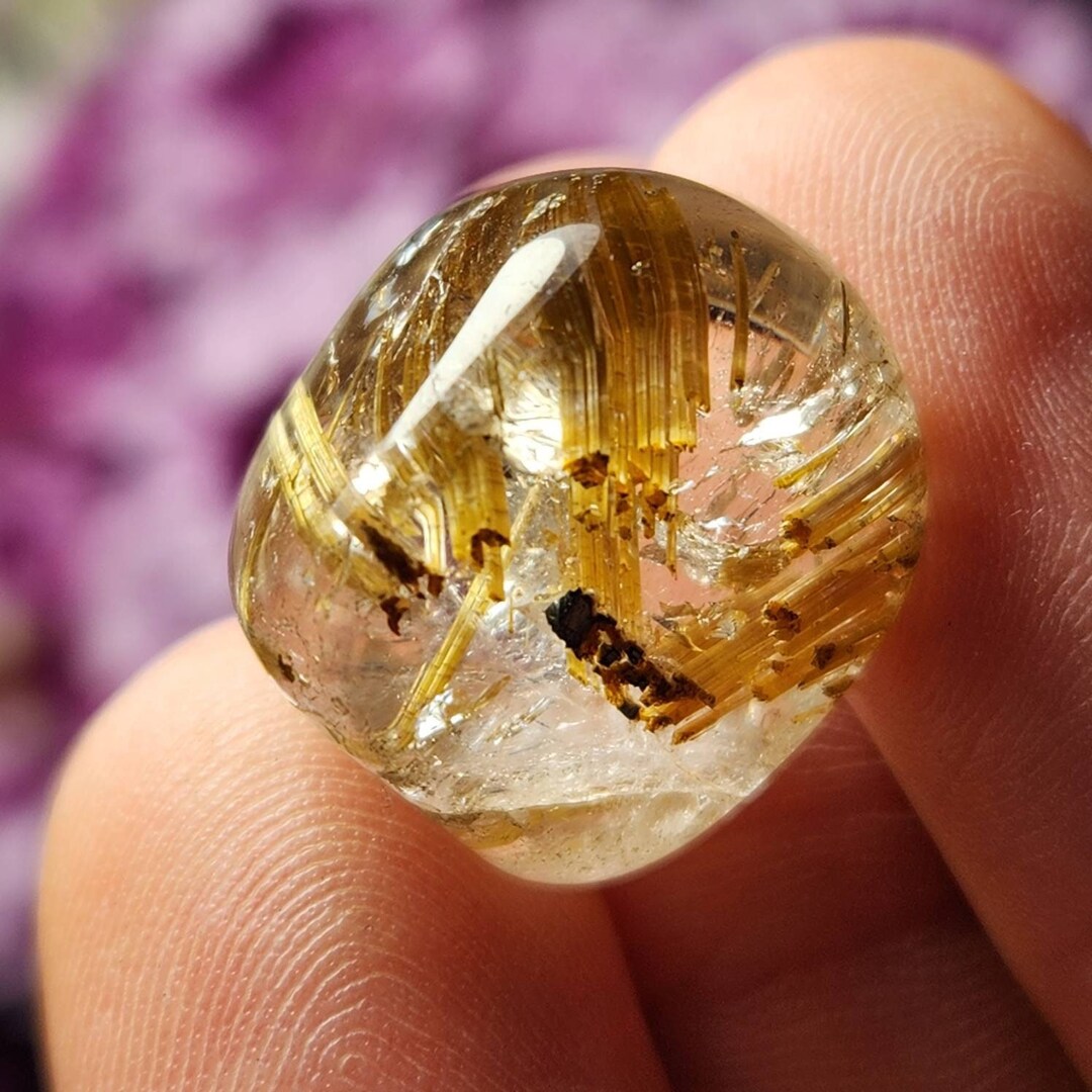 Golden Rutilated Quartz Crystal: Tumbled Clear Quartz Stone - Etsy