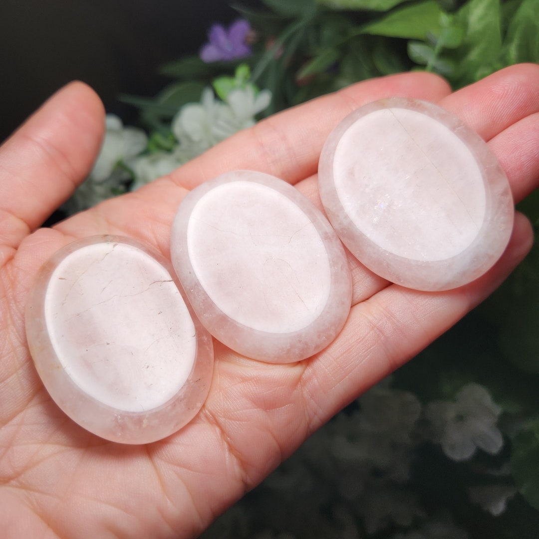 Rose Quartz Worry Stone - Polished Palm Stone - Rose Quartz Crystal ...