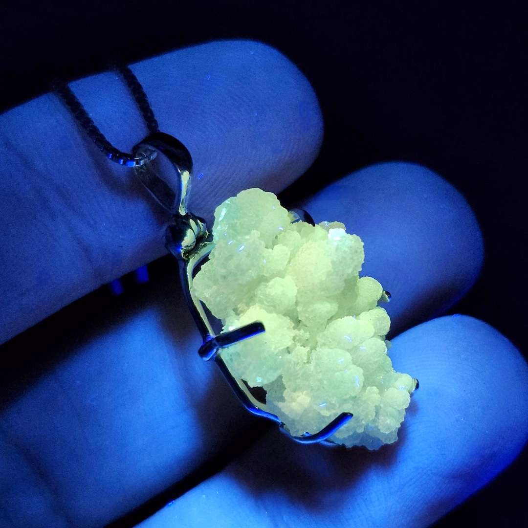 Zincite Crystal Pendant - UV Reactive Crystal - Sterling Silver Jewelry ...