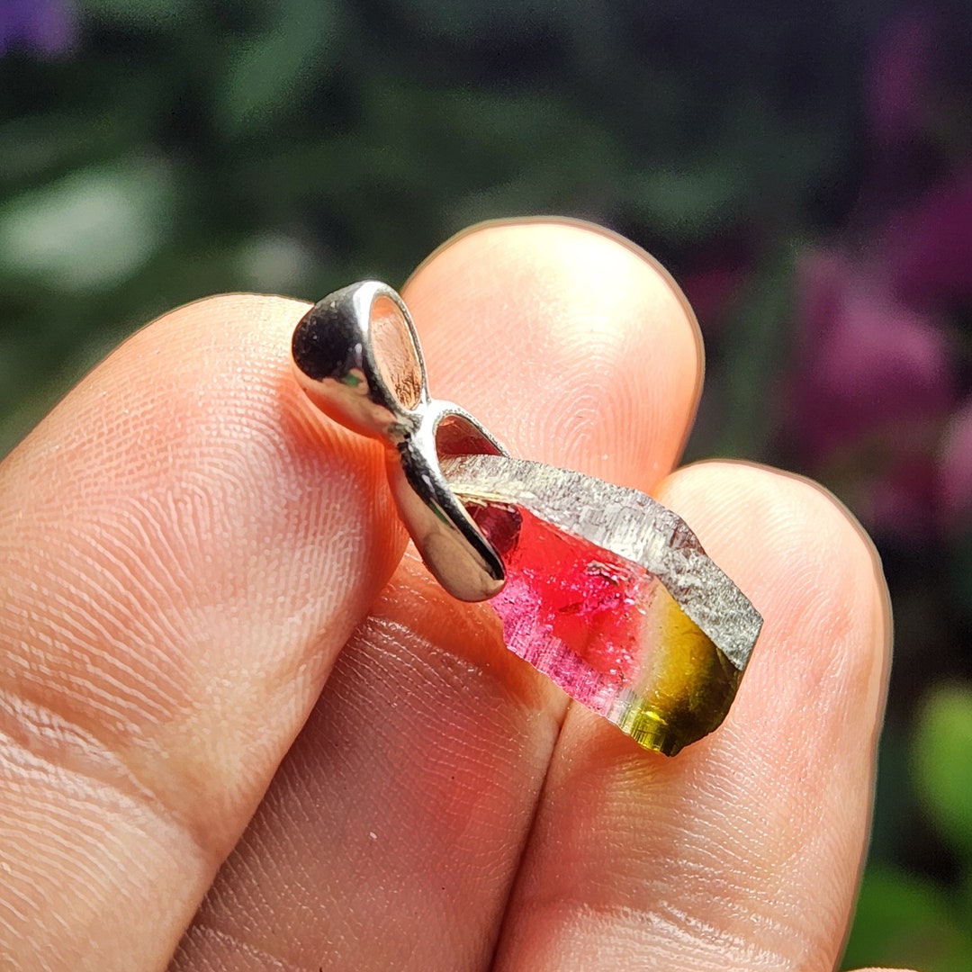 Watermelon Tourmaline Pendant / Watermelon Tourmaline Jewelry / Green ...