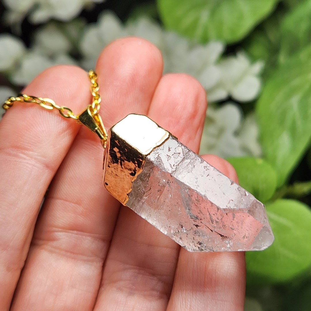 Gold Quartz Necklace / Quartz Crystal / Quartz Pendant / Quartz Jewelry ...