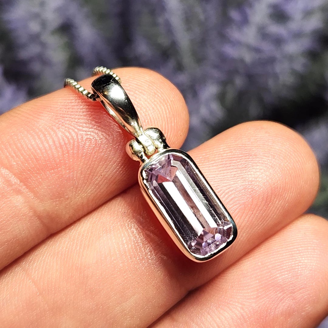 Faceted Kunzite Pendant - Pink Kunzite - Kunzite Necklace - Kunzite ...