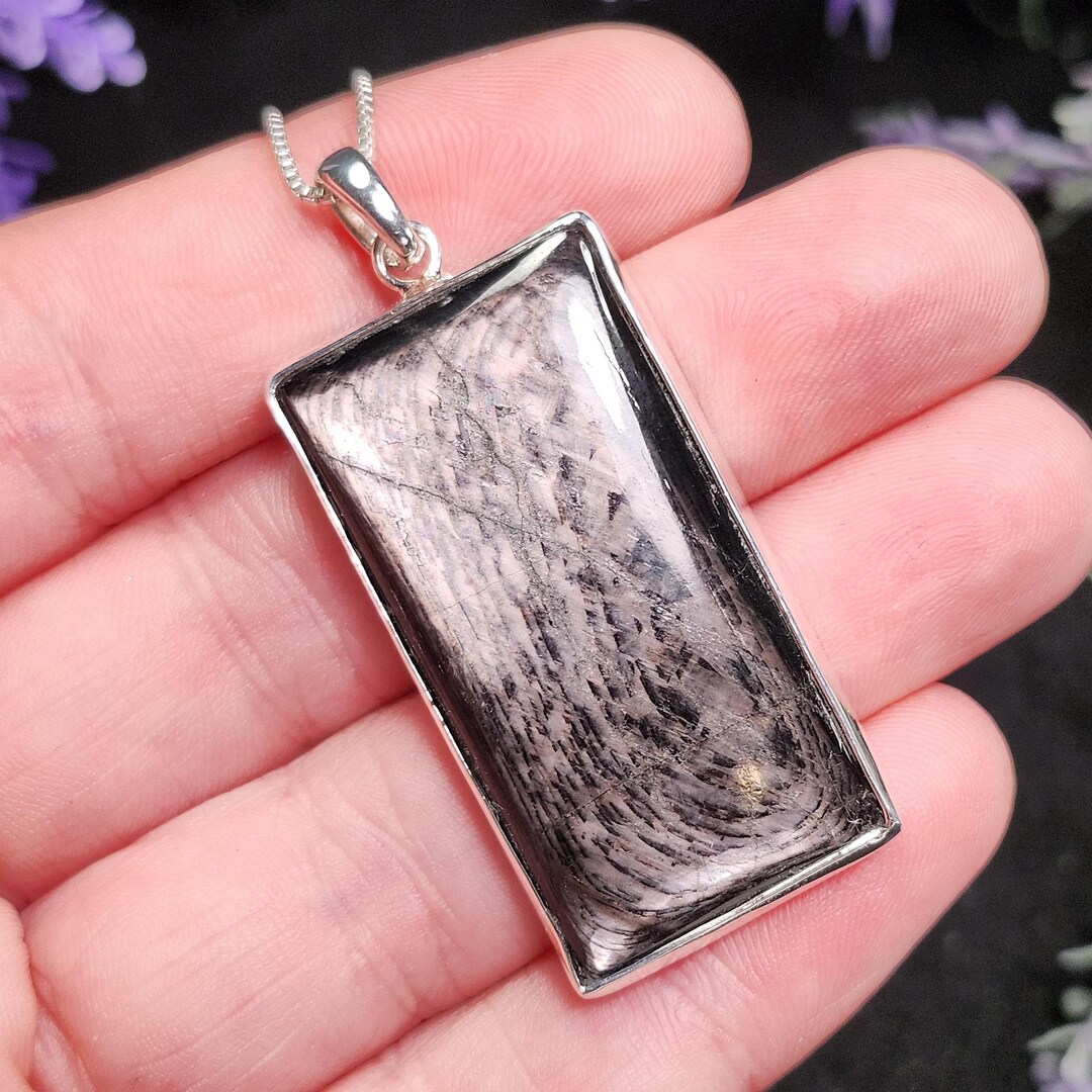Hypersthene Sterling Silver Pendant: Chatoyant Crystal Jewelry - Etsy