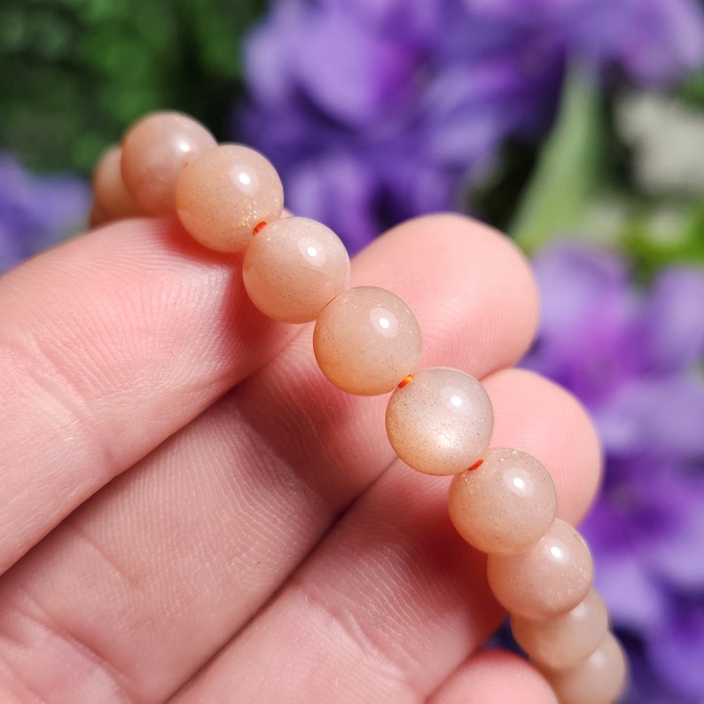 Peach Moonstone Bracelet, Beaded Moonstone Jewelry (4-6mm Beads) - Etsy