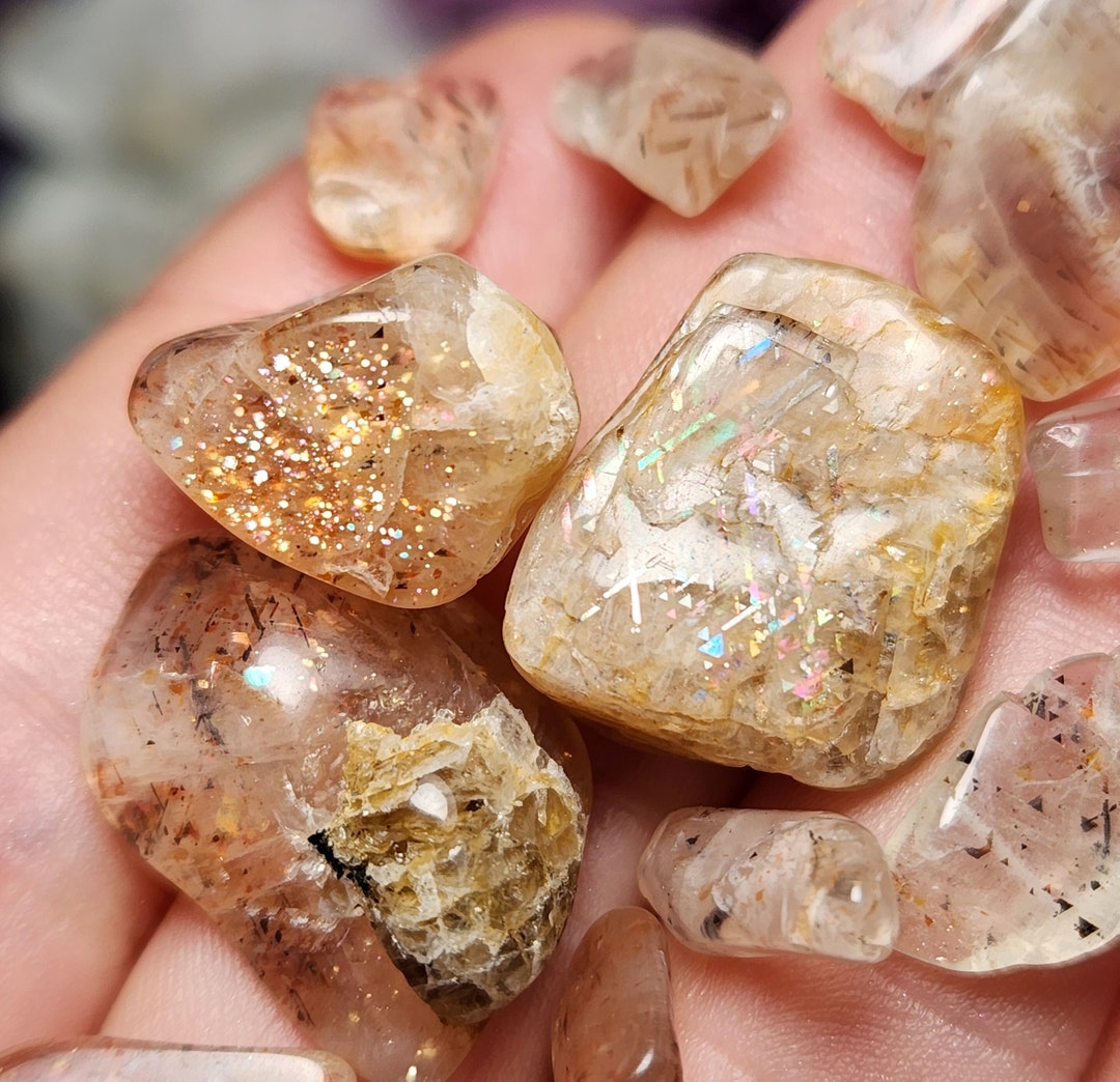 Rainbow Lattice Sunstone Specimen: Australian Crystal With Iridescent ...